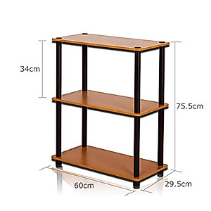 GELTDN 3 Tier Bookshelf Shelf Bookcase, Wide Home Office Book Shelf, Storage Rack Shelf Unit, for Bathroom, Living Room - Cherry Wood