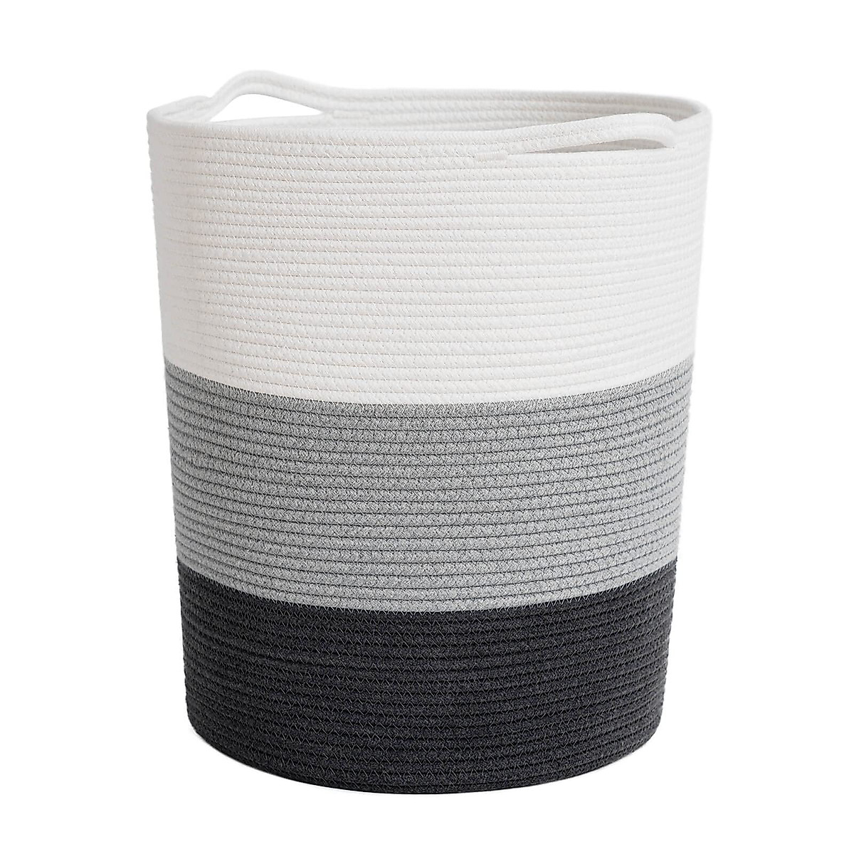 INDRESSME 17¾ x 15¾ x 13¾ inches Grey Baby Laundry Basket Thread Cotton Rope Basket Toy Storage Basket Organizer Tall Woven Basket Blanket Storage Baby Laundry Nursery Hamper for Living Room Toy Gifts