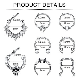 Incaton 20PCS 16G Surgical Steel Nose Septum Rings Piercing Jewelry Horseshoe Cartilage Helix Tragus Earring Hoop Eyebrow Lip Hoop Retainer for Women Men