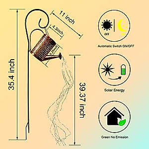 Solar Watering Can Lights Garden Outdoor Solar Powered Lantern Shower Lights Waterproof Creative Decor for Patio Yard Pathway Walkway with Extra Long Wire and Brighter Gardening Gift (Warm White)