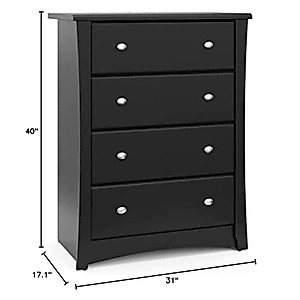 Storkcraft Crescent 4 Drawer Chest (Black) – GREENGUARD Gold Certified, Dresser For Nursery, 4 Drawer Dresser, Kids Dresser, Nursery Dresser Drawer Organizer, Chest of Drawers