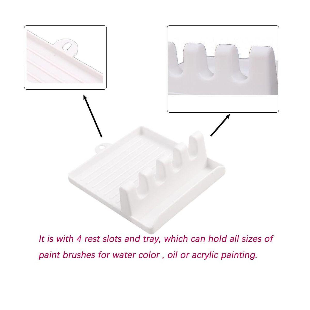 TTBellok 3 PCS Washable Paint Brush Holder, Painting Brush Stand Rest With 5 Slots for Oil Watercolor Acrylic Painting