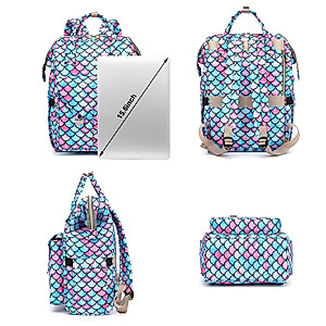 Mimfutu Mermaid Laptop Backpack College School Backpack Bookbags Nurse Backpacks Travel Bags Casual Daypacks for Women Girls Fits 15.6 Inch Notebook