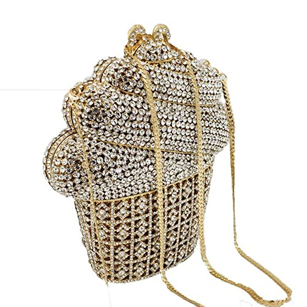 China Factory Price Metal Strap Women Crystal Rhinestone Clutch Bag For Formal Party Fun Ice Cream Evening Bag Pink 2 17X17X5CM