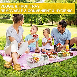 Yatmung Chilled Condiment Server with Lid, Serving Platter and Tray for Parties on Ice Party Tray for Serving Food Fruit Tray for Bar Condiment Tray with Lid