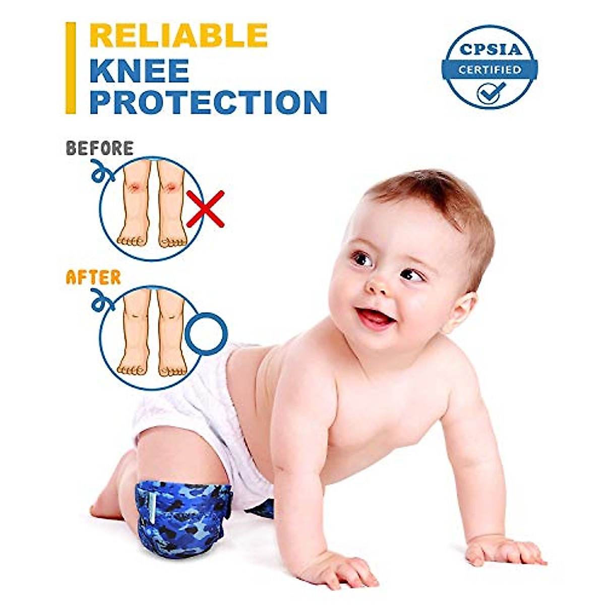Simply Kids (2nd Gen.) Baby Knee Pads for Crawling (2 Pairs), CPSIA Certified - Comfortable Knee Protector for Toddler, Infant, Girl, Boy, Crawler - Rodilleras para Bebe
