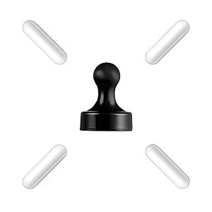 ANZESER 4 Pcs 30mm(1.8 inch) PTFE Magnetic Stirrer Mixer Stir Bar,Laboratory Bar,Stir Plate Bar + Black Stir Bar Retriever, Magnetic Retriever