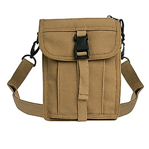 Rothco Heavyweight Canvas Travel Portfolio Bag – Crossbody Shoulder Bag – Heavy-Duty Cotton Canvas - Coyote Brown