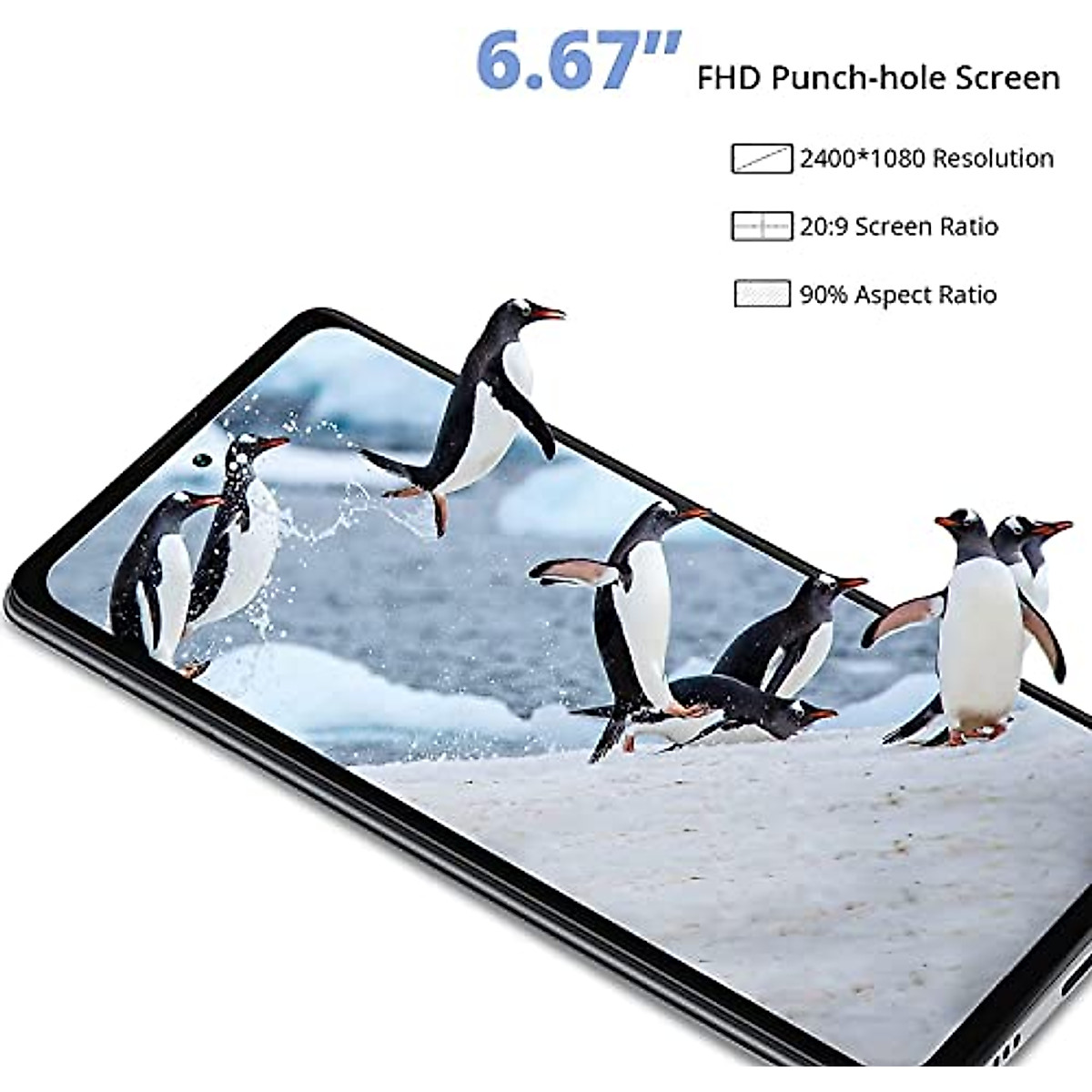 Blackview Unlocked Cell Phone, A100 Android Phone 6.67" FHD+ Punch Hole Screen, 4G Global Bands Dual Sim Unlocked Phones 6GB+128GB ROM/TF 512GB, Octa Core Processor Smartphone 12+8MP, 2.4/5G-WiFi NFC