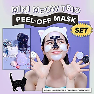 I DEW CARE Let’s Get Sheet Faced Face Sheet Mask Pack + Mini Meow Trio Peel Off Face Mask Set: Hydrating Mask, Illuminating Mask, Exfoliating Mask Bundle