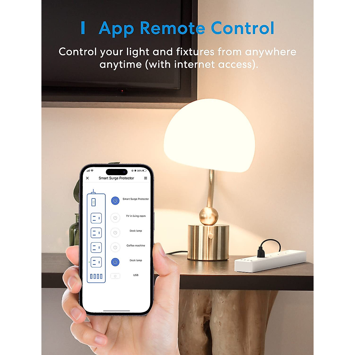 meross Smart Plug Power Strip, WiFi Flat Outlet 15A Compatible with Apple HomeKit, Siri, Alexa, Google Assistant & SmartThings, with 4 AC Outlets & 4 USB Ports, 6 Feet Surge Protector Extender