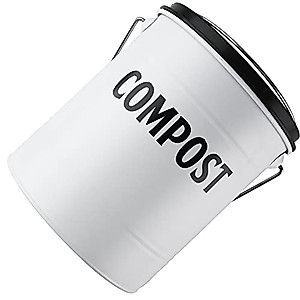 Kitchen Compost Bin by Saratoga Home - 1.3 Gal/5L Metal Compost Bucket for Kitchen Countertop, Kitchen Composter, Countertop Compost Bin, Compost Bin Kitchen, Kitchen Compost Bin Countertop, White