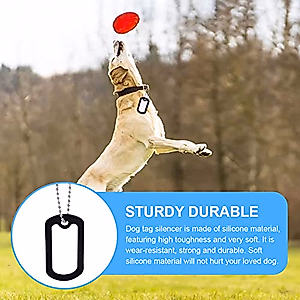 16Pcs Dog Tag Silencer with Chain, Silicone Dog Tag Silencer for Pet Collar, Rectangle Dog Tags to Reduce Noise