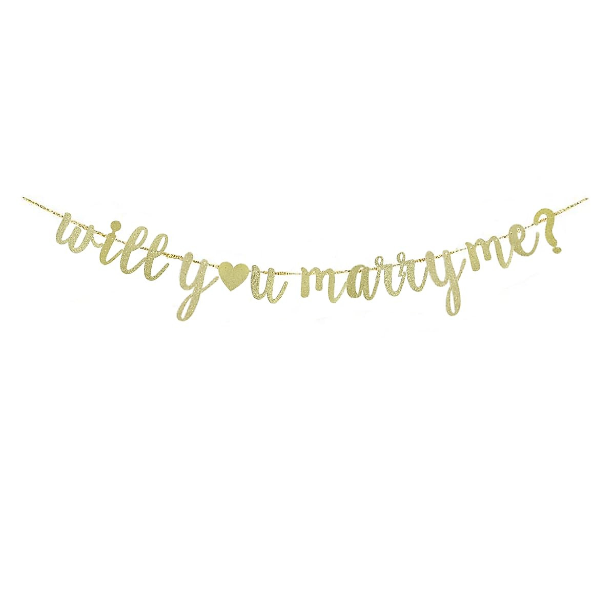 SUBOOCA Will You Marry Me Banner, Gold Paper Sign For Valentine's Day Party, Wedding/Bridal Shower/Marriage Proposal/Wedding Proposal Party Bunting Props