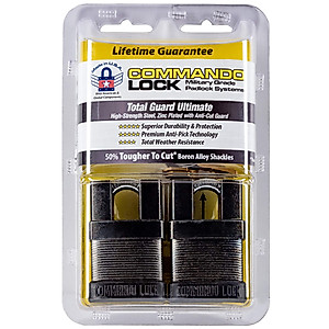 Commando Lock Total Guard High Security Padlock 4 Pack 4 Sided Durable Tactical Lock Interchangeable Design Bolt Cutter Proof Military Grade Steel Alloy Lock for Storage Sheds Lockers Toolboxes