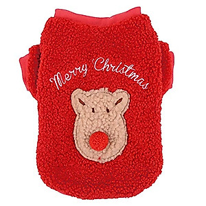 Zunea Small Dog Clothes Christmas Winter Warm Sweater Coat Soft Fleece Puppy Jacket Jumper Xmas Costume Outfits New Year Pet Chihuahua Cat Apparel for Dogs Boys Girls Red S