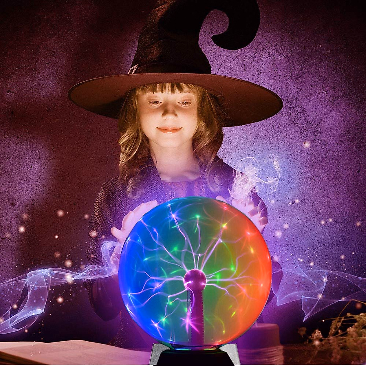 Magic Plasma Disco Ball Lamps Touch Sound Sensitive Desk Tesla Coil Lamp Light Nebula Sphere Lightning Globe Home Room Decor electrostatic Flashing Balls Nightlight 8 Inch