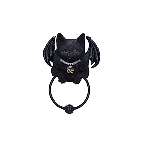 Nemesis Now Vampuss Cat Door Knocker 20cm, Resin, Black, Black Bat Cat Door Knocker, Vampuss Vampire Cat, Witch Gift, Halloween Decoration, Cast in The Finest Resin, Expertly Hand-Painted