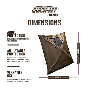 CLAM Quick-Set Wind and Sun Panel Attachment for Escape Sport Screen Shelter Canopy Tent with Carrying Bag, Accessory Only, Brown (3 Pack)