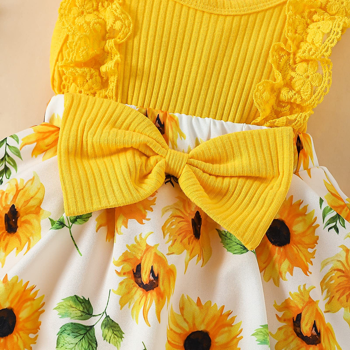 Axupico Baby Girl Dress Newborn Romper Floral Ruffle Princess Tutu Dress Summer(G Orange, 0-3 Months)