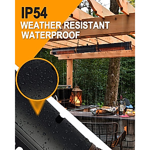 Star Patio Electric Patio Heater, Hanging Patio Heater, Ceiling Outdoor Heater with Remote, 750/1500W Infrared Heater with Cylinder Shape, Sectional & Silent Heating, IP54 Waterproof, STP2566-RMLED-C