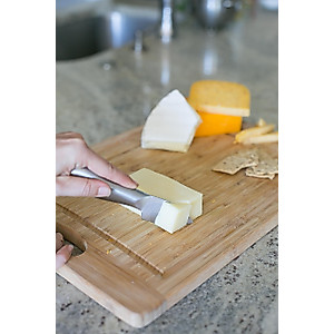 Internet's Best 4 Piece Stainless Steel Cheese Set - Slicer Cutter Knife Fork for Hard Soft Crumble Cheeses - Shaver Spreader Tools