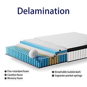 MRH Queen Mattress 12 Inch Hybrid Mattress Medium Firm Gel Memory Foam Mattress in a Box Individually Pocket Springs Breathable Pressure Relief CertiPUR-US Certified White (Queen (U.S. Standard))