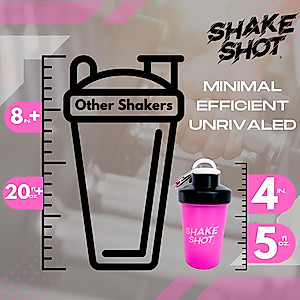 Shake Shot - Pink - 4oz Mini Shaker Bottle for Pre Workout, Creatine, & Small Scoop Supplements Carabiner & Shaker Ball Included