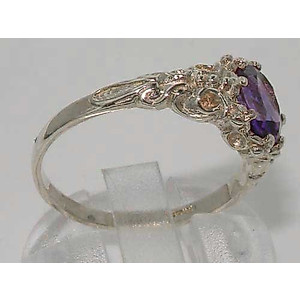 LetsBuyGold 925 Sterling Silver Natural Amethyst Womens Solitaire Ring - Size 4.75