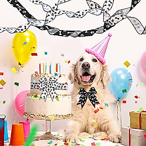 Waydress 3 Rolls 20 Yards Dog Paw Print Wired Edge Ribbon Burlap Craft Ribbons Gift Wrapping Ribbon Dog Paw Print Ornaments Fabric Ribbons for Christmas Home Party Wreath DIY Craft Bouquet Decoration