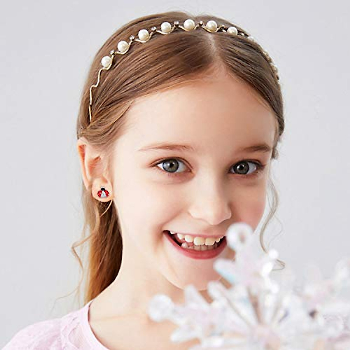 Ladybug Studs Earrings, 925 Sterling Silver with Cubic Zirconia, Hypoallergenic for Sentitive Ears, Miraculous Ladybug Jewelry Mother Day Gift for Women Girlfriend Daughter with Gift Box