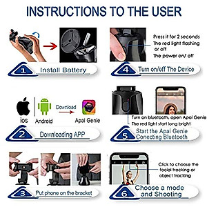 Selfie Stick Tripod 360°Rotation Auto Smart Face & Object Tracking Cell Phone Tripod Holder for Video Recording, Work with Tripod for iPhone Android