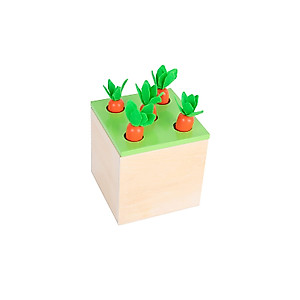 Tiger Montessori Box Wooden Play Kit, 3-in-1 Activity Cube: Includes Carrot Harvest, Object Permanent Box, Coin Box - Early Development Learning for Toddlers Ages 1-3