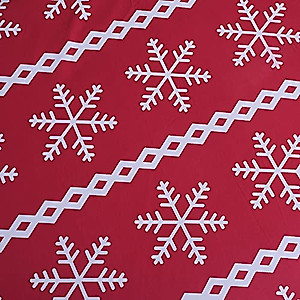 Dykoos Christmas Soft Brushed Microfiber Duvet Cover Set, Holiday Themed Snowflakes, Red and White, Queen Size with Zipper Closure, 1 Duvet Cover and 2 Pillow Shams