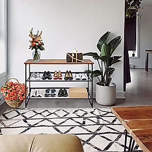 Garden 4 you 3-Tier Tilting Adjustable Freestanding Shoe Rack 6-Pairs 25.2 in Length for Durability and Stability for Entryways, Hallways, Closets, Dormitory Rooms, and Industries，Brown