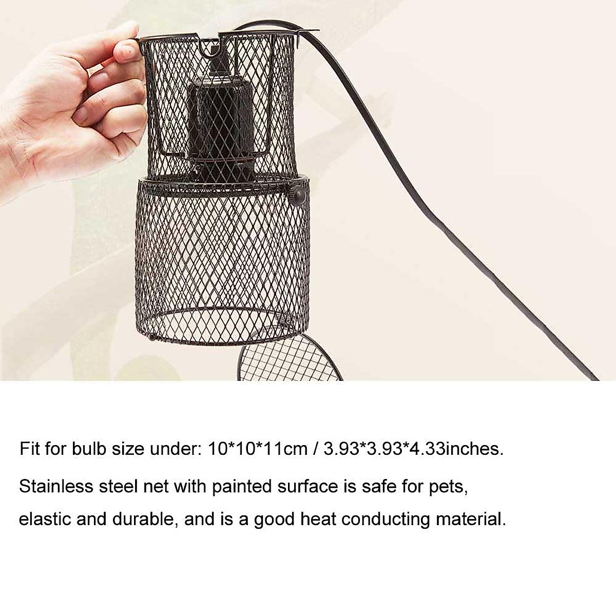 Reptile Heat Lamp Holder with Anti-hot Bracket, Pet Heat Lamp Lampshade Holder Heating Light Bulbs Holder Heating Lamp Shade with Switch for Pet Amphibian Snake Lizard Turtle Birds Chick，US Plug