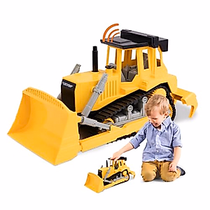 Driven by Battat – Midrange 1:16 Scale – Bulldozer Toy – Construction Truck Toy with Realistic Engine Sound & Multiple Moving Parts – Car Toy Gift for Boys & Girls Age 3+