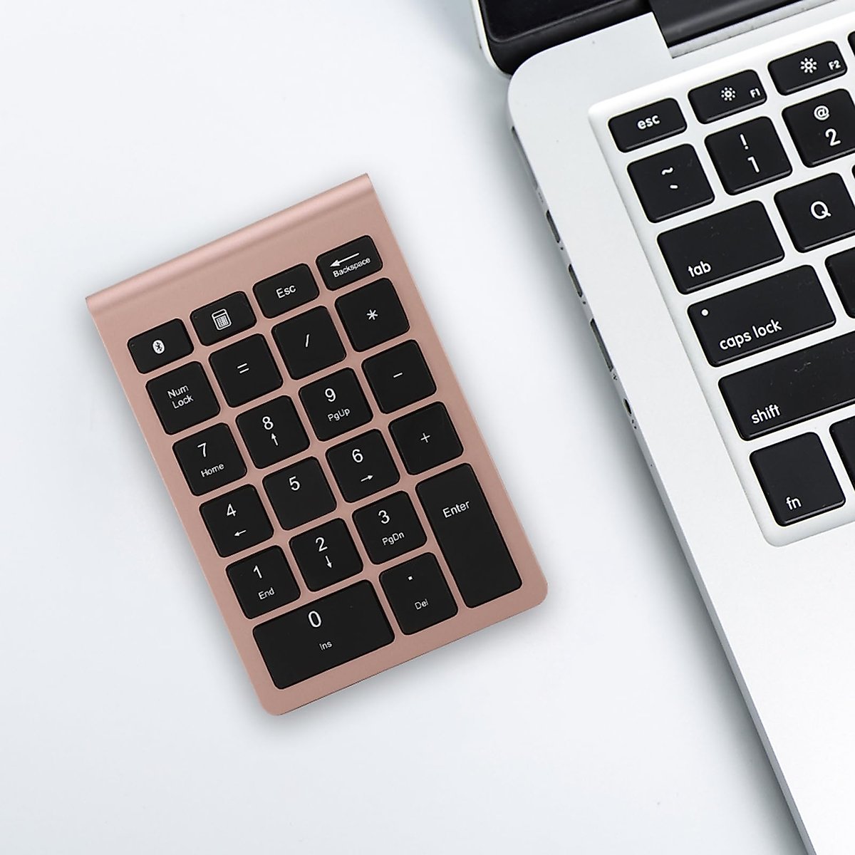 Locadence 22 Keys Numeric Keypad, BT 5.0 3 Million Times Exceptional Longevity Ergonomic Design Ultrathin Numeric keypad for Laptop PC Desktop Notebook (Rose Gold)