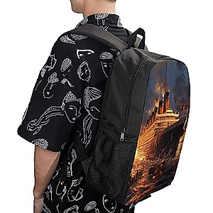 Escape from Boat The Titanic 17 Inch Backpack Travel Laptop Dayback Shoulder Back Pack for Men Women