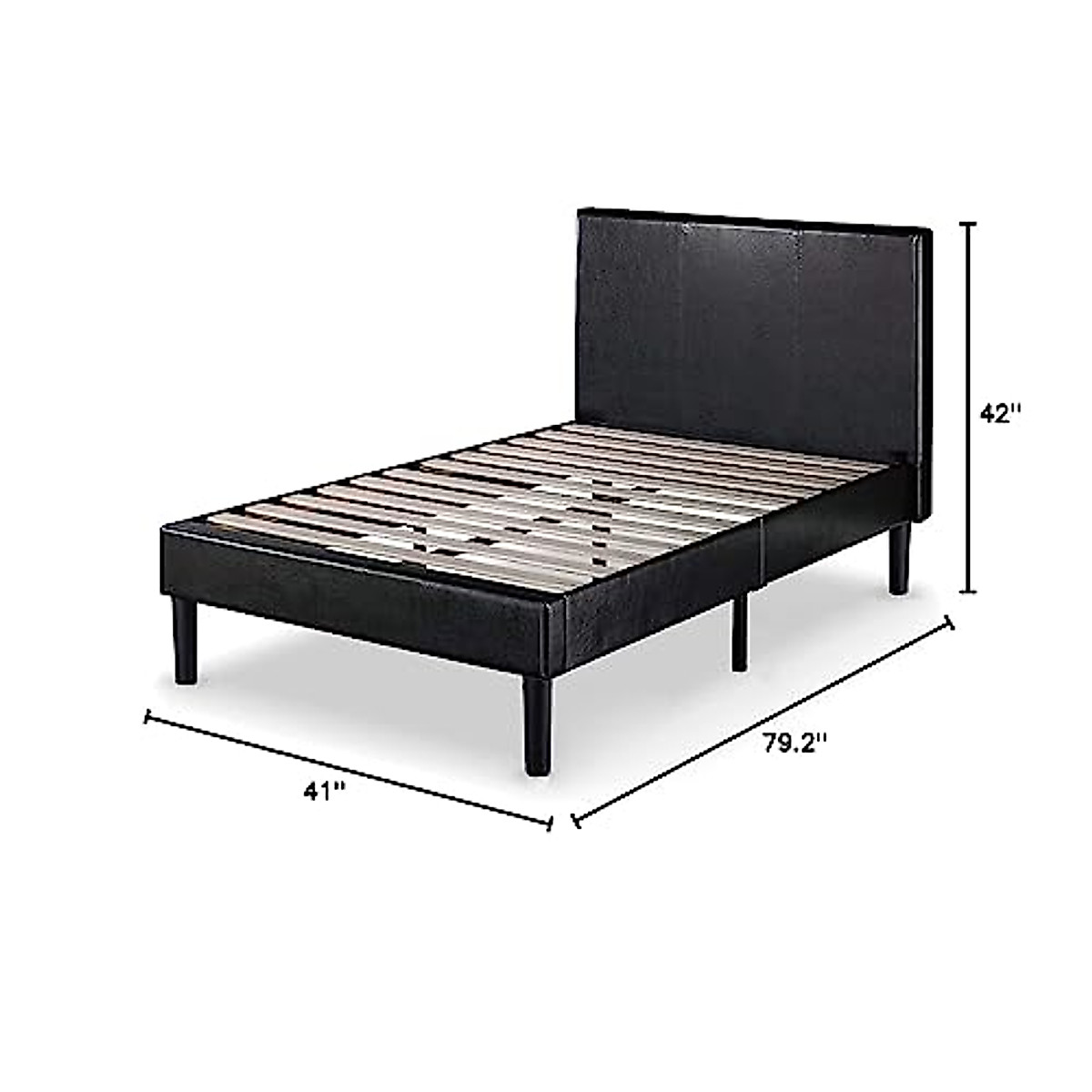 Zinus Gerard Faux Leather Upholstered Platform Bed Frame / Mattress Foundation / Wood Slat Support / No Box Spring Needed / Easy Assembly, Twin