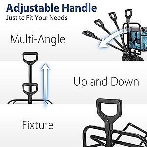 Sekey Heavy Duty Foldable Wagon with 220lbs Weight Capacity, Collapsible Folding Utility Garden Cart with Big All-Terrain Beach Wheels & Drink Holders.Light Blue