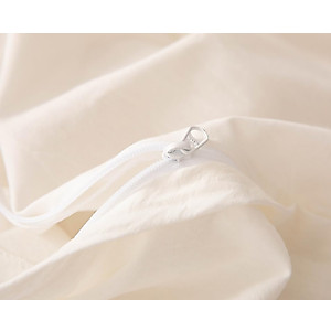 Rural Dandelion 100% Washed Cotton Duvet Cover Bedding Set , Healthy , Comfortable and Unique Style , 3 pieces, Full , White