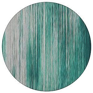 Small Round Area Rug 3f for Bedroom Modern Abstract Retro Teal Rugs Soft Shag Carpet Non-Shedding Rug Non-Slip Playing Mat for Kids Nursery Room Living Room Washable Circle Rug