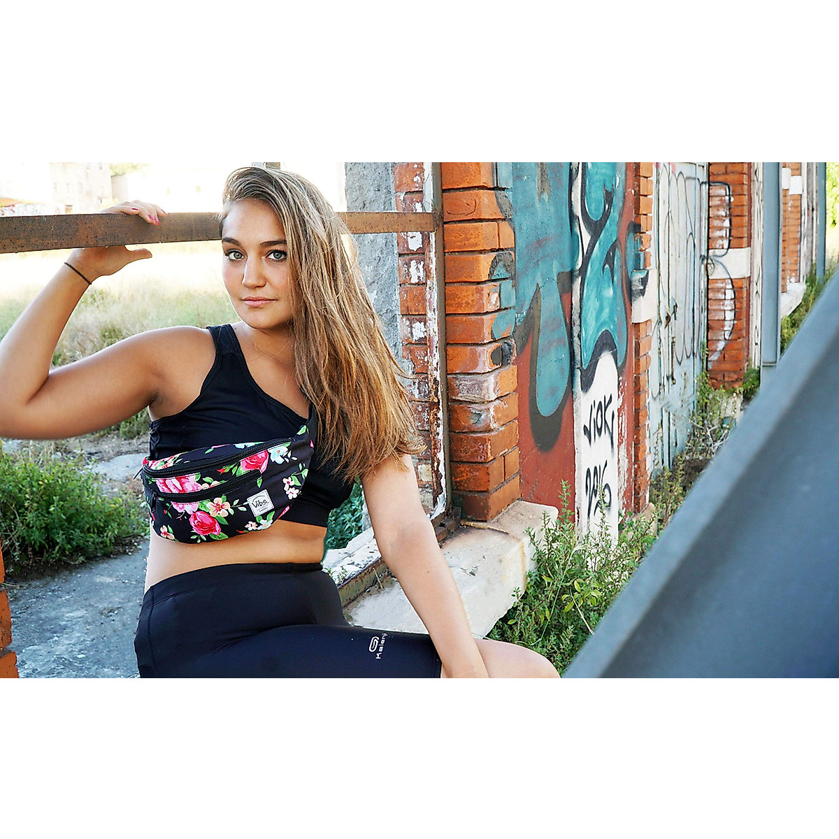 Vibe FESTIVAL GEAR Fanny Pack for Men Women - Many Prints - Black Holographic Silver Gold Cute Waist Bag for Festival Rave Hiking Running Cycling