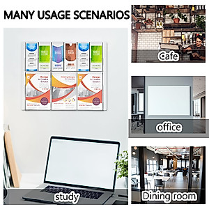 Barydat Acrylic Brochure Holder Wall Mount Plastic Magazine Display Clear Literature Rack Acrylic Pamphlet Holder Wall Mount Flyer Brochure Organizer, 3 Magazine Pockets, 6 Pamphlet Pockets