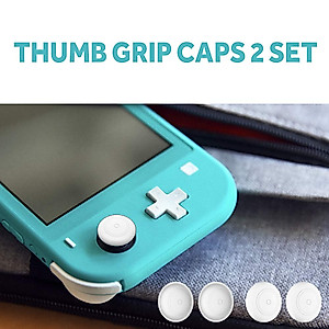 GeeRic 8PCS Case Compatible with Switch Lite, Accessories Kit Replacement1 Soft Silicon Case + 2 Screen Protector + 4 Thumb Caps + 1 Storage Carrying Green