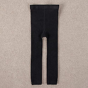 Toddler Baby Basic Ribbed Sweater Leggings Infant Kids Footless Tights Little Girls Dress Bottom Top Pants(Black+White, 1-3 Years)