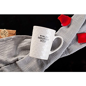 Ynsfree-World's Greatest Mom-16 OZ Coffee And Tea Cups-For mom,lady, wife,Valentine's Day or Anniversary - Birthday Gift Ceramic Office Fun Gifts Deal With White Cute Mugs-Funny Mom Mug