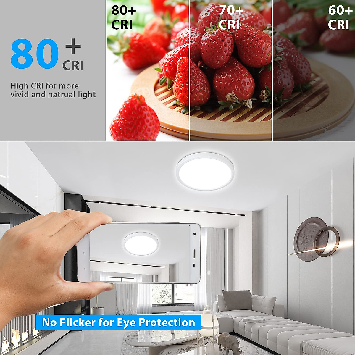 Unicozin Dimmable Ceiling Light with Remote Control, 8.7Inch 18W 3000K-6000K Light Color Adjustable, Round LED Flush Mount Ceiling Lamp, White Flat Panel Light for Dining Room, Bedroom, Kitchen,Wired