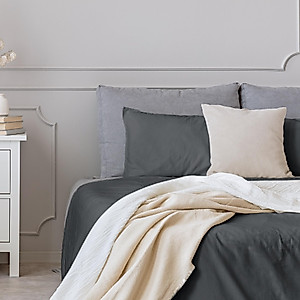 JOLLYVOGUE 6PC King Size Sheet Set, Dark Grey Bed Sheets for Bedroom with Deep Pocket, Cooling 6-Piece Bed Sheet Set with 1 Flat Sheet, 1 Fitted Sheet & 4 Pillowcases